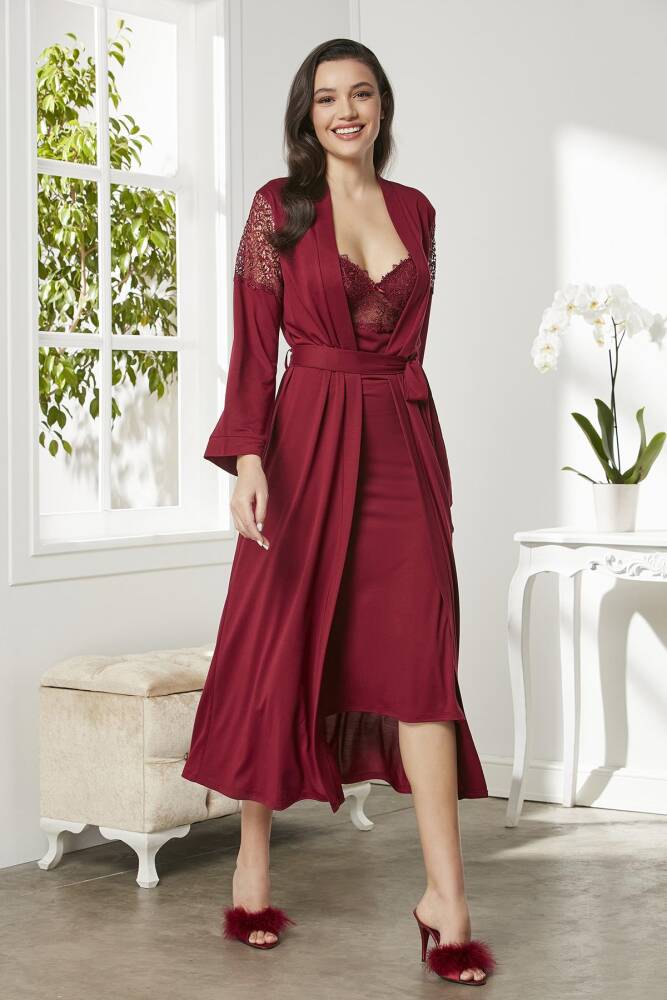 Penye Altılı Gelin Çeyiz Seti - 5045 Bordo | Pierre Cardin Night Wear