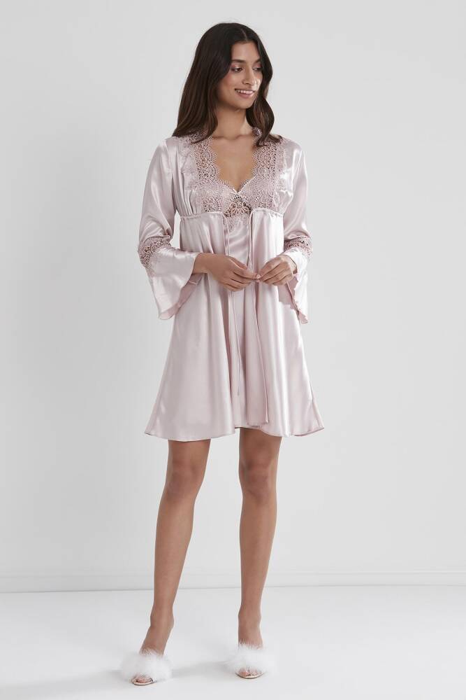 Saten Altılı Gelin Çeyiz Seti - 6325 Pudra | Pierre Cardin Night Wear