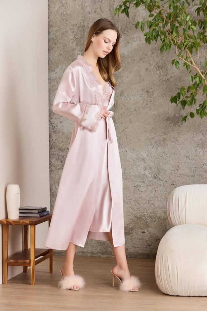 Saten Altılı Gelin Çeyiz Seti - 6960 Pudra | Pierre Cardin Night Wear