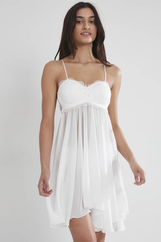 Şifon Dantelli Kadın Gecelik - 880 Ekru | Pierre Cardin Night Wear